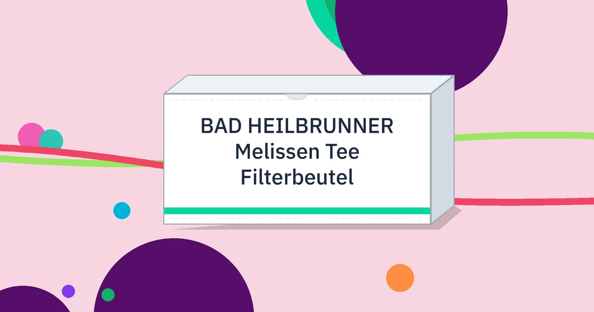Symbolbild: Packung mit der Aufschrift BAD HEILBRUNNER Melissen Tee Filterbeutel (PZN 02296111) – Verfügbarkeit und Bezug in Apotheken in Frankfurt am Main