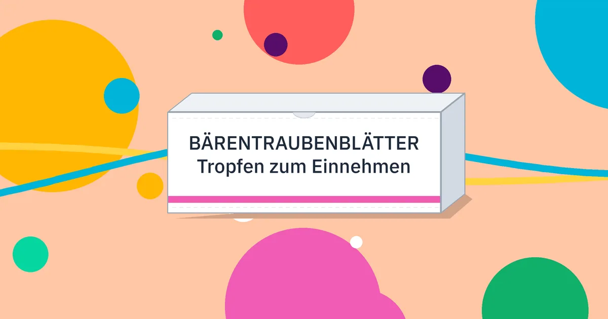 Symbolbild: Packung mit der Aufschrift BÄRENTRAUBENBLÄTTER Tropfen zum Einnehmen (PZN 11601866) – Verfügbarkeit und Bezug in Apotheken in Frankfurt am Main