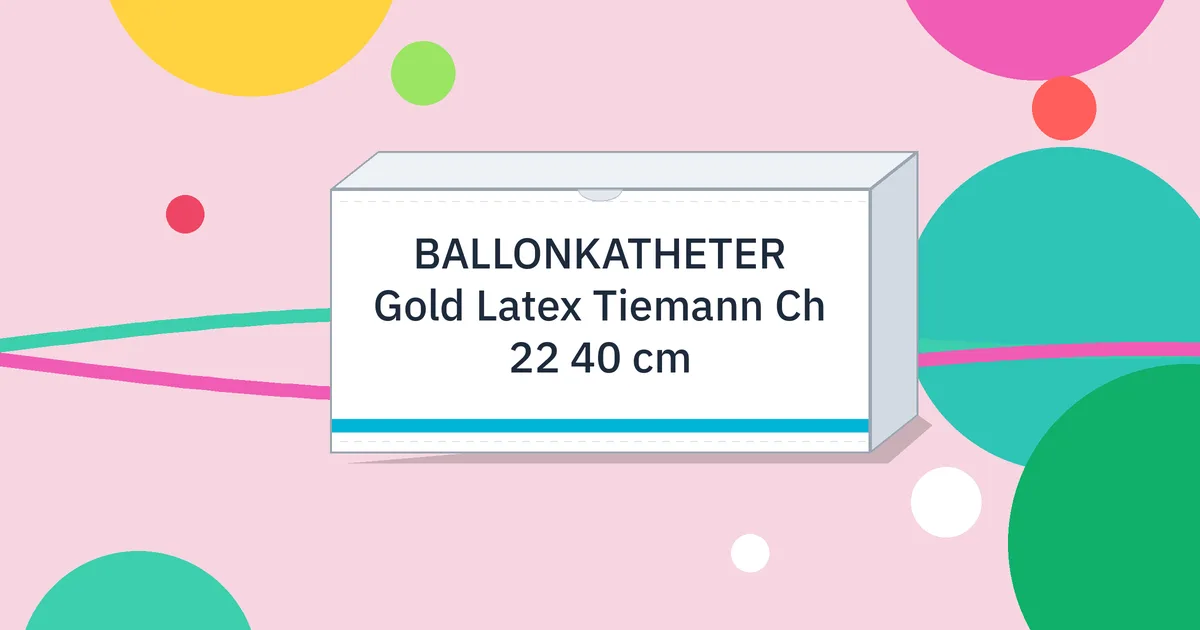 Symbolbild: Packung mit der Aufschrift BALLONKATHETER Gold Latex Tiemann Ch 22 40 cm (PZN 05141975) – Verfügbarkeit und Bezug in Apotheken in Frankfurt am Main