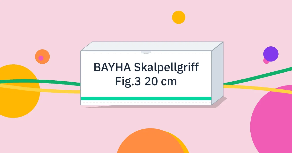 Symbolbild: Packung mit der Aufschrift BAYHA Skalpellgriff Fig.3 20 cm (PZN 08799244) – Verfügbarkeit und Bezug in Apotheken in Frankfurt am Main