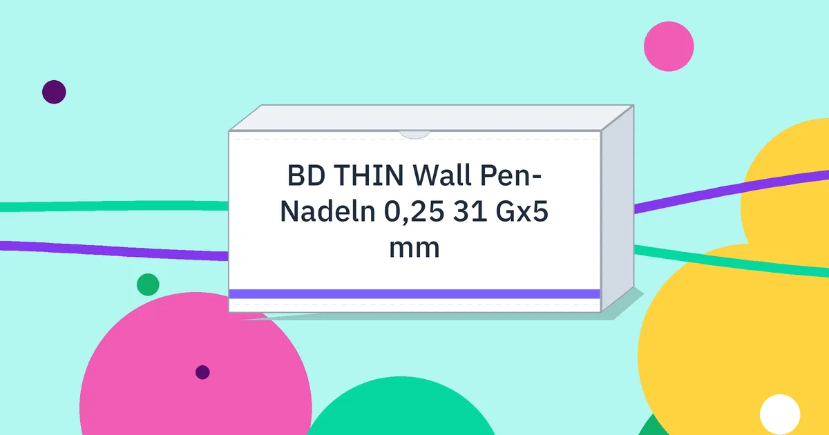 Symbolbild: Packung mit der Aufschrift BD THIN Wall Pen-Nadeln 0,25 31 Gx5 mm (PZN 13424753) – Verfügbarkeit und Bezug in Apotheken in Frankfurt am Main