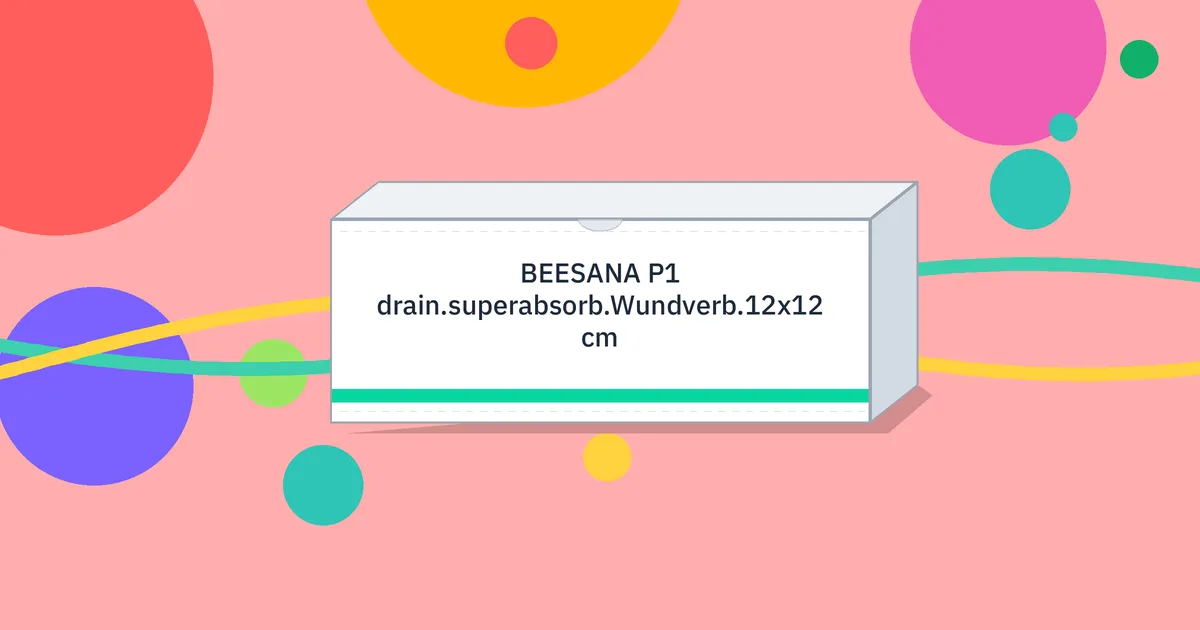 Symbolbild: Packung mit der Aufschrift BEESANA P1 drain.superabsorb.Wundverb.12x12 cm (PZN 10941212) – Verfügbarkeit und Bezug in Apotheken in Frankfurt am Main