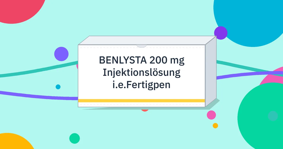 Symbolbild: Packung mit der Aufschrift BENLYSTA 200 mg Injektionslösung i.e.Fertigpen (PZN 18678346) – Verfügbarkeit und Bezug in Apotheken in Frankfurt am Main