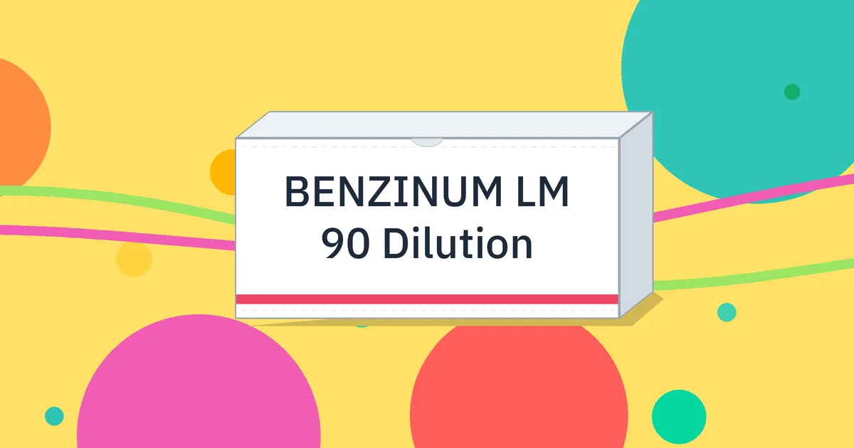 Symbolbild: Packung mit der Aufschrift BENZINUM LM 90 Dilution (PZN 12792294) – Verfügbarkeit und Bezug in Apotheken in Frankfurt am Main