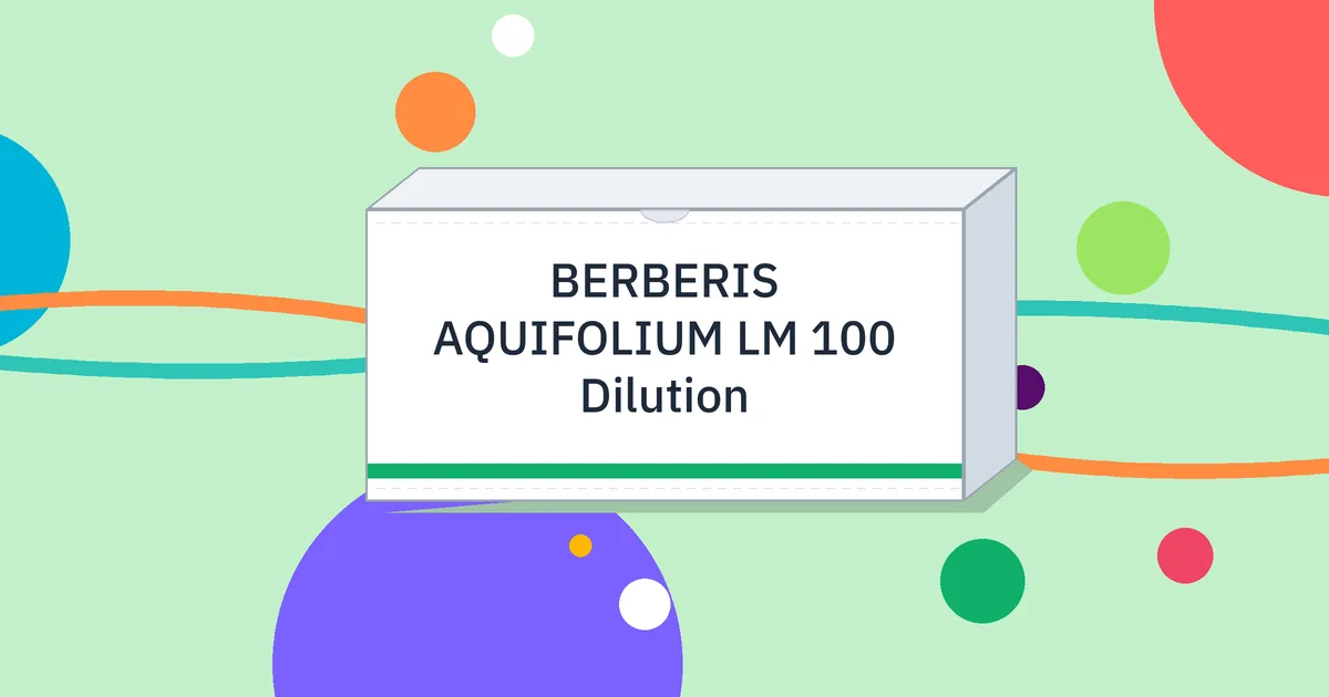 Symbolbild: Packung mit der Aufschrift BERBERIS AQUIFOLIUM LM 100 Dilution (PZN 13383793) – Verfügbarkeit und Bezug in Apotheken in Frankfurt am Main