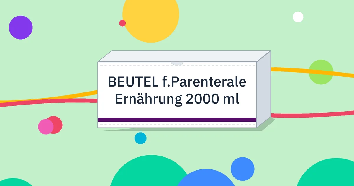 Symbolbild: Packung mit der Aufschrift BEUTEL f.Parenterale Ernährung 2000 ml (PZN 07332372) – Verfügbarkeit und Bezug in Apotheken in Frankfurt am Main