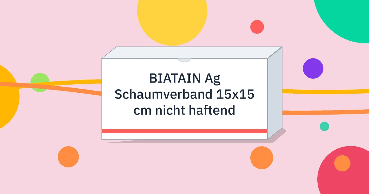 Symbolbild: Packung mit der Aufschrift BIATAIN Ag Schaumverband 15x15 cm nicht haftend (PZN 01293518) – Verfügbarkeit und Bezug in Apotheken in Frankfurt am Main