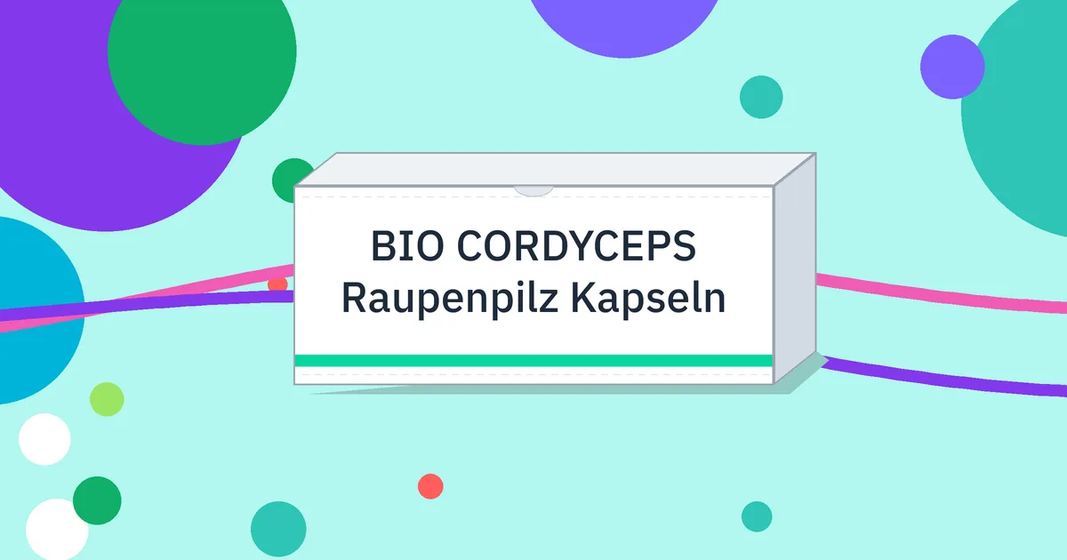 Symbolbild: Packung mit der Aufschrift BIO CORDYCEPS Raupenpilz Kapseln (PZN 20403875) – Verfügbarkeit und Bezug in Apotheken in Frankfurt am Main