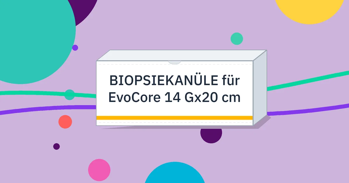 Symbolbild: Packung mit der Aufschrift BIOPSIEKANÜLE für EvoCore 14 Gx20 cm (PZN 11059060) – Verfügbarkeit und Bezug in Apotheken in Frankfurt am Main