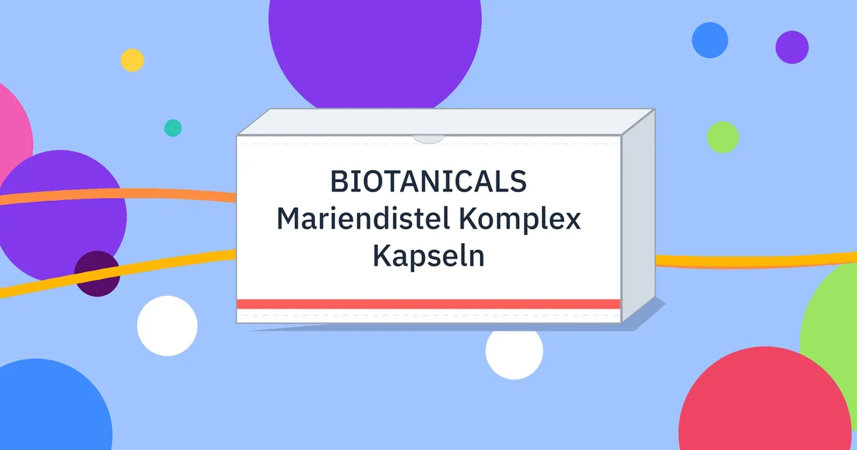 Symbolbild: Packung mit der Aufschrift BIOTANICALS Mariendistel Komplex Kapseln (PZN 17923341) – Verfügbarkeit und Bezug in Apotheken in Frankfurt am Main