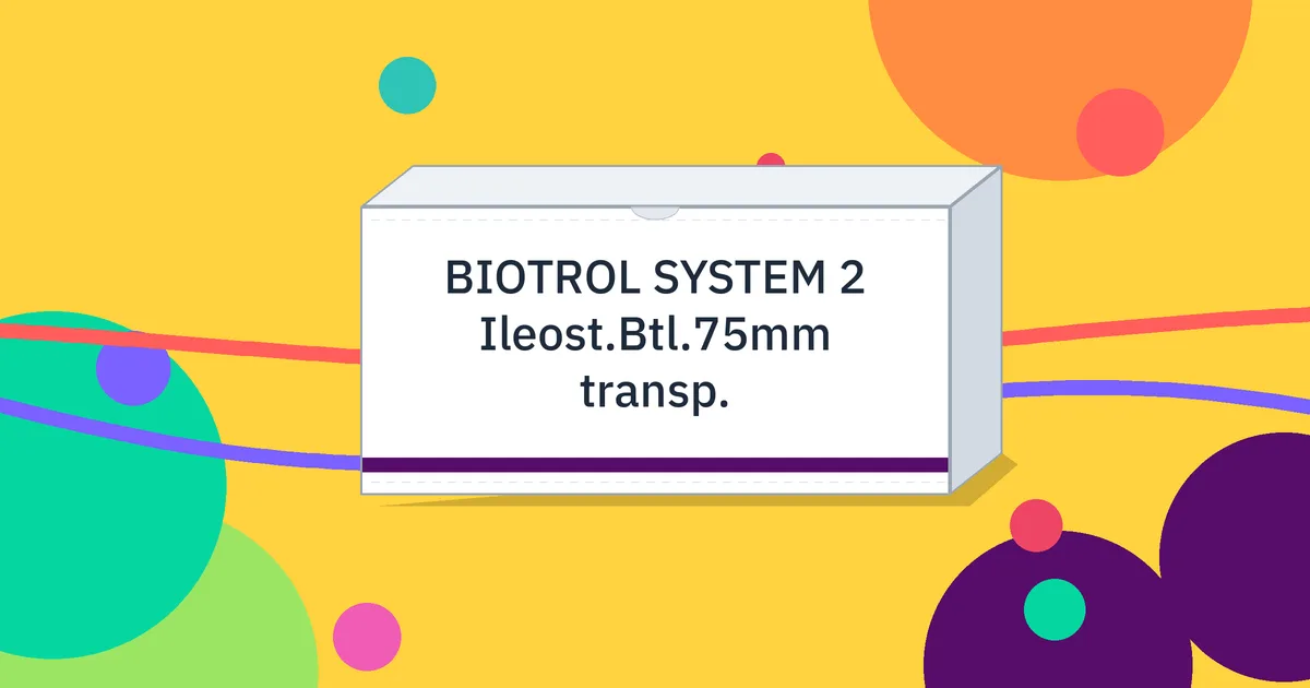 Symbolbild: Packung mit der Aufschrift BIOTROL SYSTEM 2 Ileost.Btl.75mm transp. (PZN 04664435) – Verfügbarkeit und Bezug in Apotheken in Frankfurt am Main