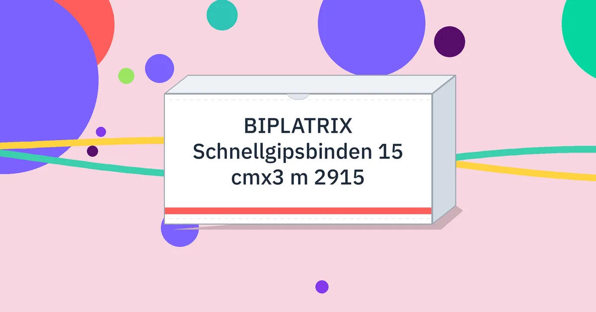 Symbolbild: Packung mit der Aufschrift BIPLATRIX Schnellgipsbinden 15 cmx3 m 2915 (PZN 07154255) – Verfügbarkeit und Bezug in Apotheken in Frankfurt am Main