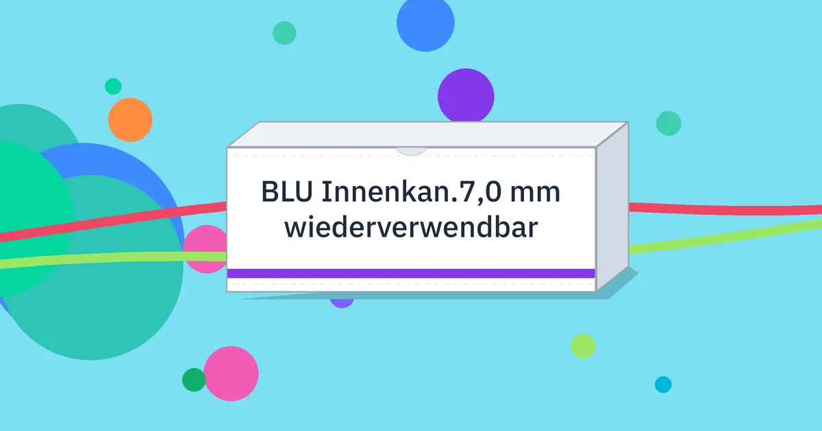 Symbolbild: Packung mit der Aufschrift BLU Innenkan.7,0 mm wiederverwendbar (PZN 02151720) – Verfügbarkeit und Bezug in Apotheken in Frankfurt am Main