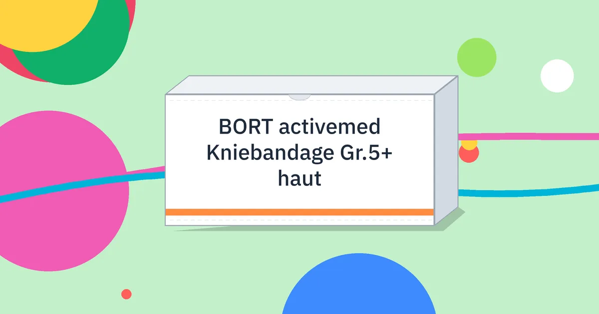 Symbolbild: Packung mit der Aufschrift BORT activemed Kniebandage Gr.5+ haut (PZN 16842936) – Verfügbarkeit und Bezug in Apotheken in Frankfurt am Main