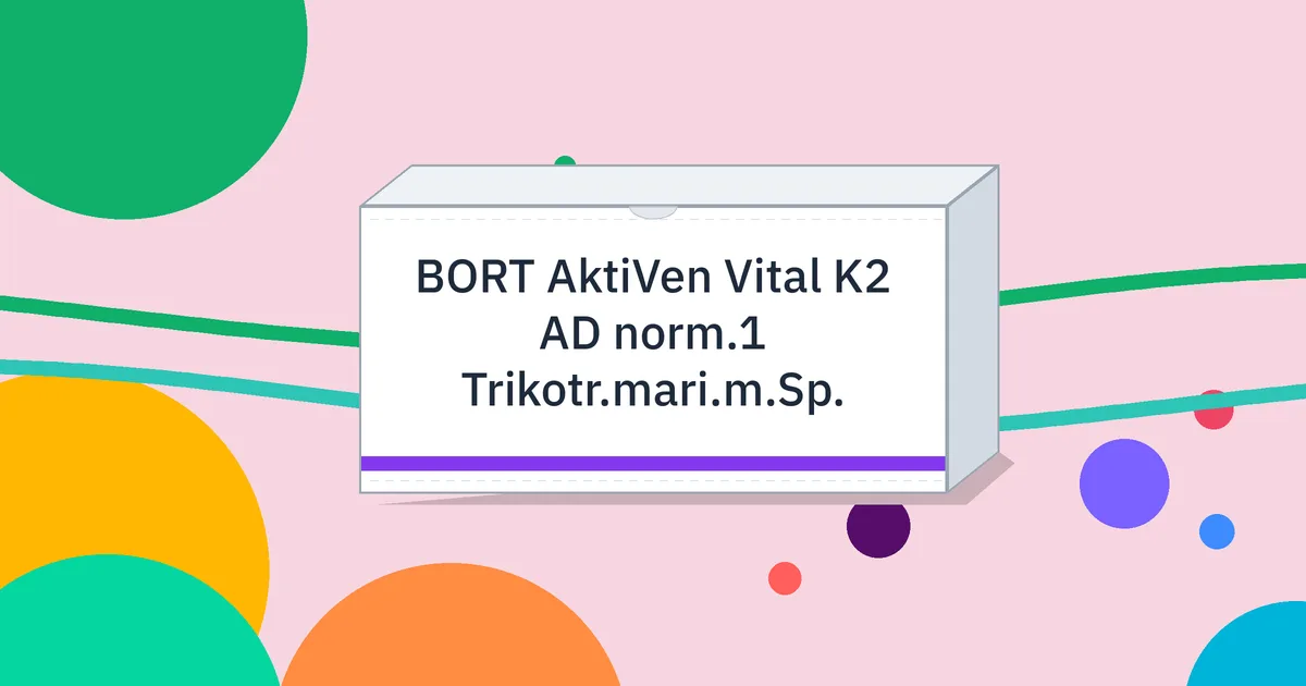 Symbolbild: Packung mit der Aufschrift BORT AktiVen Vital K2 AD norm.1 Trikotr.mari.m.Sp. (PZN 13727809) – Verfügbarkeit und Bezug in Apotheken in Frankfurt am Main
