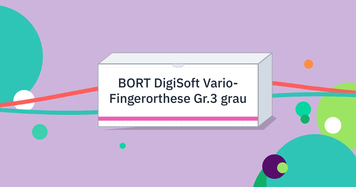 Symbolbild: Packung mit der Aufschrift BORT DigiSoft Vario-Fingerorthese Gr.3 grau (PZN 19634701) – Verfügbarkeit und Bezug in Apotheken in Frankfurt am Main