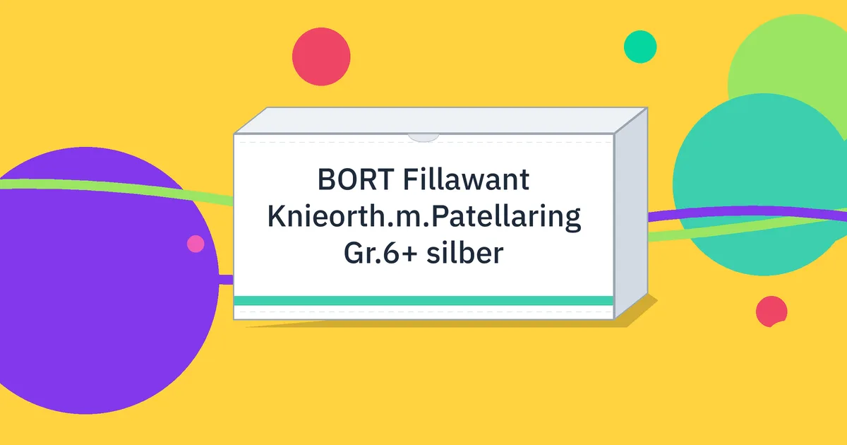Symbolbild: Packung mit der Aufschrift BORT Fillawant Knieorth.m.Patellaring Gr.6+ silber (PZN 16843605) – Verfügbarkeit und Bezug in Apotheken in Frankfurt am Main