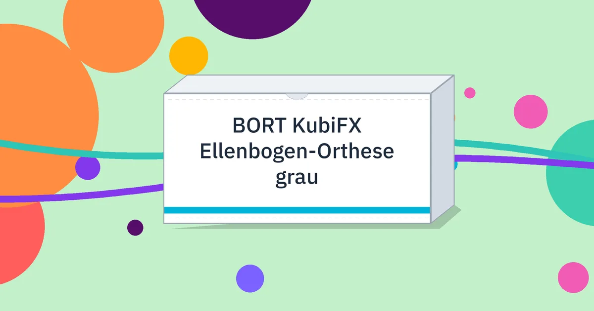 Symbolbild: Packung mit der Aufschrift BORT KubiFX Ellenbogen-Orthese grau (PZN 18658208) – Verfügbarkeit und Bezug in Apotheken in Frankfurt am Main