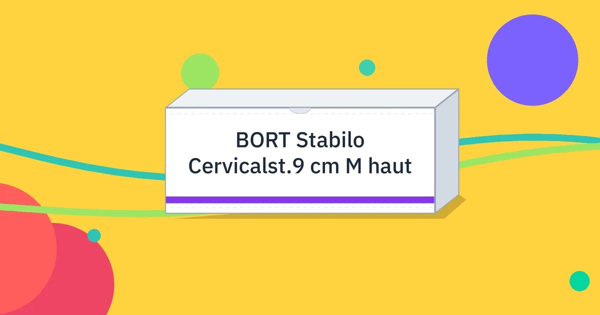 Symbolbild: Packung mit der Aufschrift BORT Stabilo Cervicalst.9 cm M haut (PZN 02687745) – Verfügbarkeit und Bezug in Apotheken in Frankfurt am Main