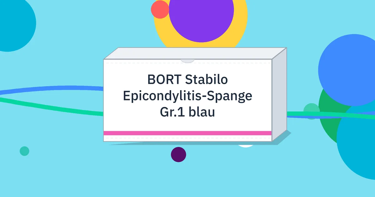 Symbolbild: Packung mit der Aufschrift BORT Stabilo Epicondylitis-Spange Gr.1 blau (PZN 20290402) – Verfügbarkeit und Bezug in Apotheken in Frankfurt am Main