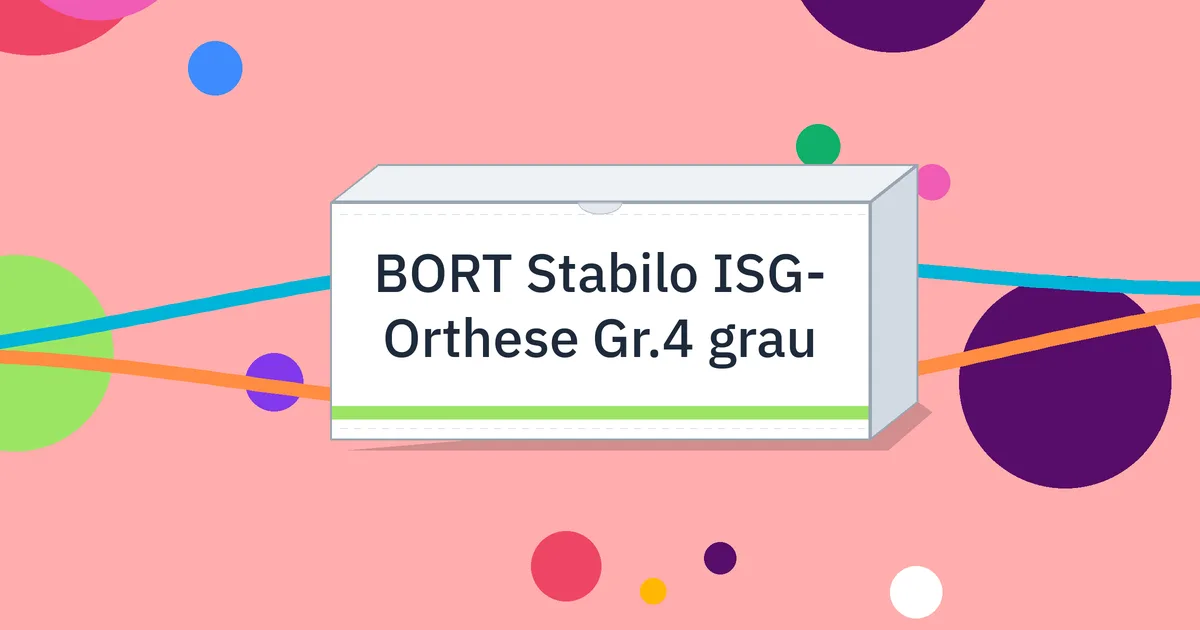 Symbolbild: Packung mit der Aufschrift BORT Stabilo ISG-Orthese Gr.4 grau (PZN 17843458) – Verfügbarkeit und Bezug in Apotheken in Frankfurt am Main