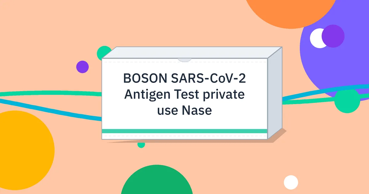 Symbolbild: Packung mit der Aufschrift BOSON SARS-CoV-2 Antigen Test private use Nase (PZN 17297926) – Verfügbarkeit und Bezug in Apotheken in Frankfurt am Main