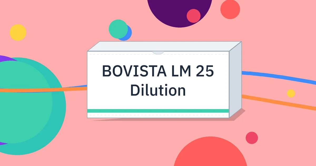 Symbolbild: Packung mit der Aufschrift BOVISTA LM 25 Dilution (PZN 13394242) – Verfügbarkeit und Bezug in Apotheken in Frankfurt am Main
