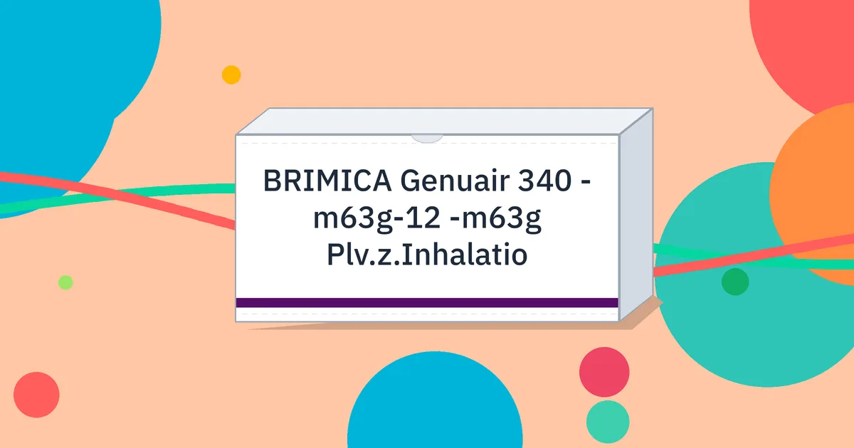 Symbolbild: Packung mit der Aufschrift BRIMICA Genuair 340 -m63g-12 -m63g Plv.z.Inhalatio (PZN 16032456) – Verfügbarkeit und Bezug in Apotheken in Frankfurt am Main