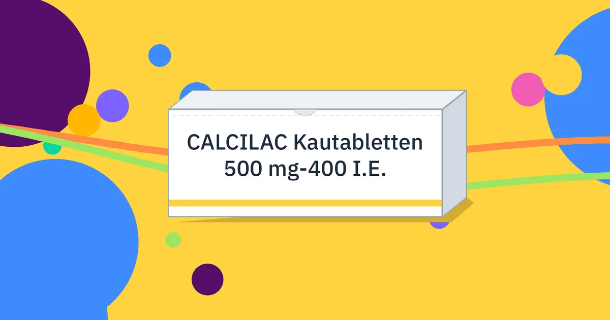 Symbolbild: Packung mit der Aufschrift CALCILAC Kautabletten 500 mg-400 I.E. (PZN 09526637) – Verfügbarkeit und Bezug in Apotheken in Frankfurt am Main