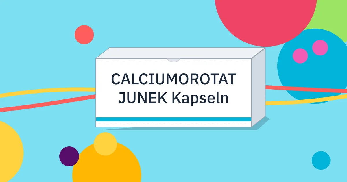 Symbolbild: Packung mit der Aufschrift CALCIUMOROTAT JUNEK Kapseln (PZN 09949438) – Verfügbarkeit und Bezug in Apotheken in Frankfurt am Main