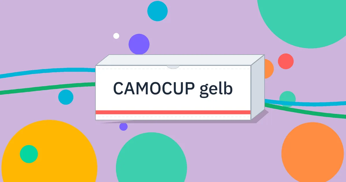Symbolbild: Packung mit der Aufschrift CAMOCUP gelb (PZN 02647409) – Verfügbarkeit und Bezug in Apotheken in Frankfurt am Main