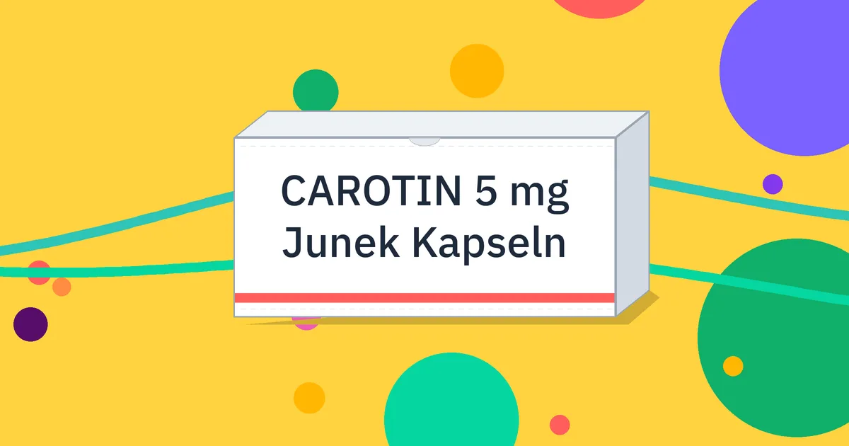 Symbolbild: Packung mit der Aufschrift CAROTIN 5 mg Junek Kapseln (PZN 07087576) – Verfügbarkeit und Bezug in Apotheken in Frankfurt am Main