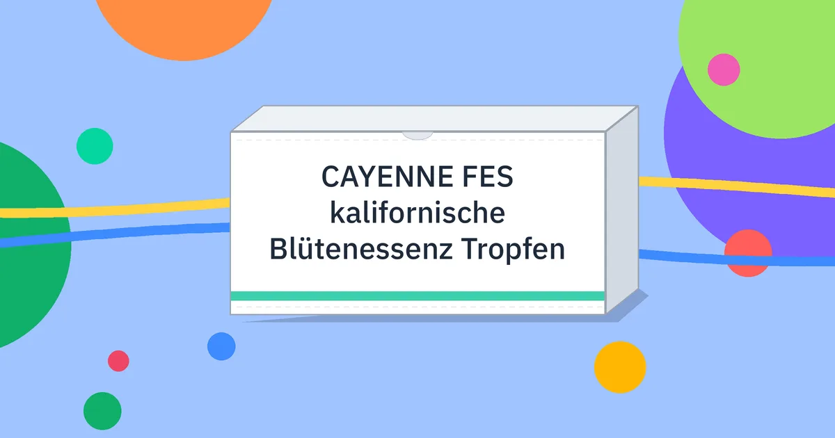 Symbolbild: Packung mit der Aufschrift CAYENNE FES kalifornische Blütenessenz Tropfen (PZN 09172091) – Verfügbarkeit und Bezug in Apotheken in Frankfurt am Main