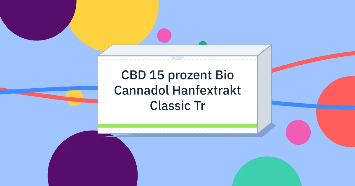 Symbolbild: Packung mit der Aufschrift CBD 15 prozent Bio Cannadol Hanfextrakt Classic Tr (PZN 17838606) – Verfügbarkeit und Bezug in Apotheken in Frankfurt am Main