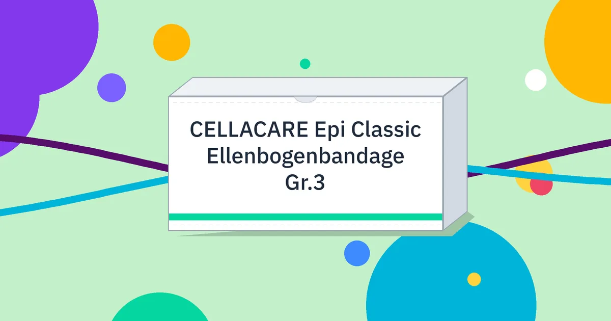 Symbolbild: Packung mit der Aufschrift CELLACARE Epi Classic Ellenbogenbandage Gr.3 (PZN 20549515) – Verfügbarkeit und Bezug in Apotheken in Frankfurt am Main