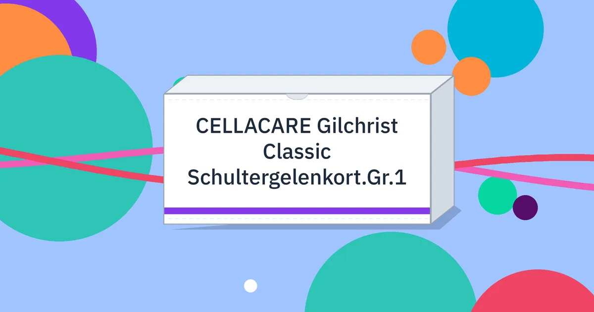Symbolbild: Packung mit der Aufschrift CELLACARE Gilchrist Classic Schultergelenkort.Gr.1 (PZN 14366868) – Verfügbarkeit und Bezug in Apotheken in Frankfurt am Main