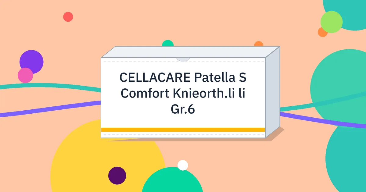 Symbolbild: Packung mit der Aufschrift CELLACARE Patella S Comfort Knieorth.li li Gr.6 (PZN 19251408) – Verfügbarkeit und Bezug in Apotheken in Frankfurt am Main