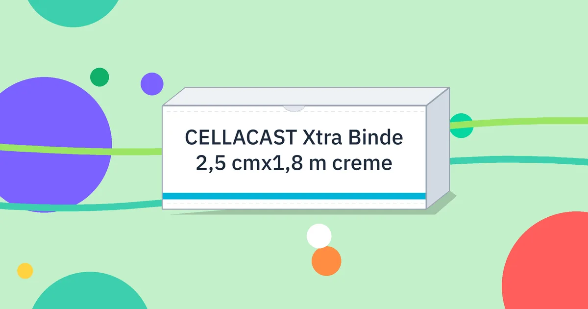Symbolbild: Packung mit der Aufschrift CELLACAST Xtra Binde 2,5 cmx1,8 m creme (PZN 14252797) – Verfügbarkeit und Bezug in Apotheken in Frankfurt am Main