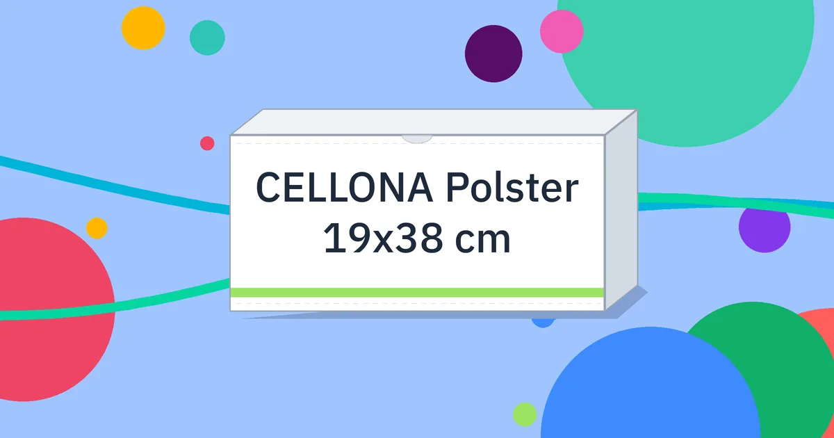 Symbolbild: Packung mit der Aufschrift CELLONA Polster 19x38 cm (PZN 16897417) – Verfügbarkeit und Bezug in Apotheken in Frankfurt am Main