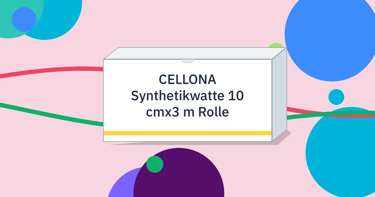 Symbolbild: Packung mit der Aufschrift CELLONA Synthetikwatte 10 cmx3 m Rolle (PZN 17433447) – Verfügbarkeit und Bezug in Apotheken in Frankfurt am Main
