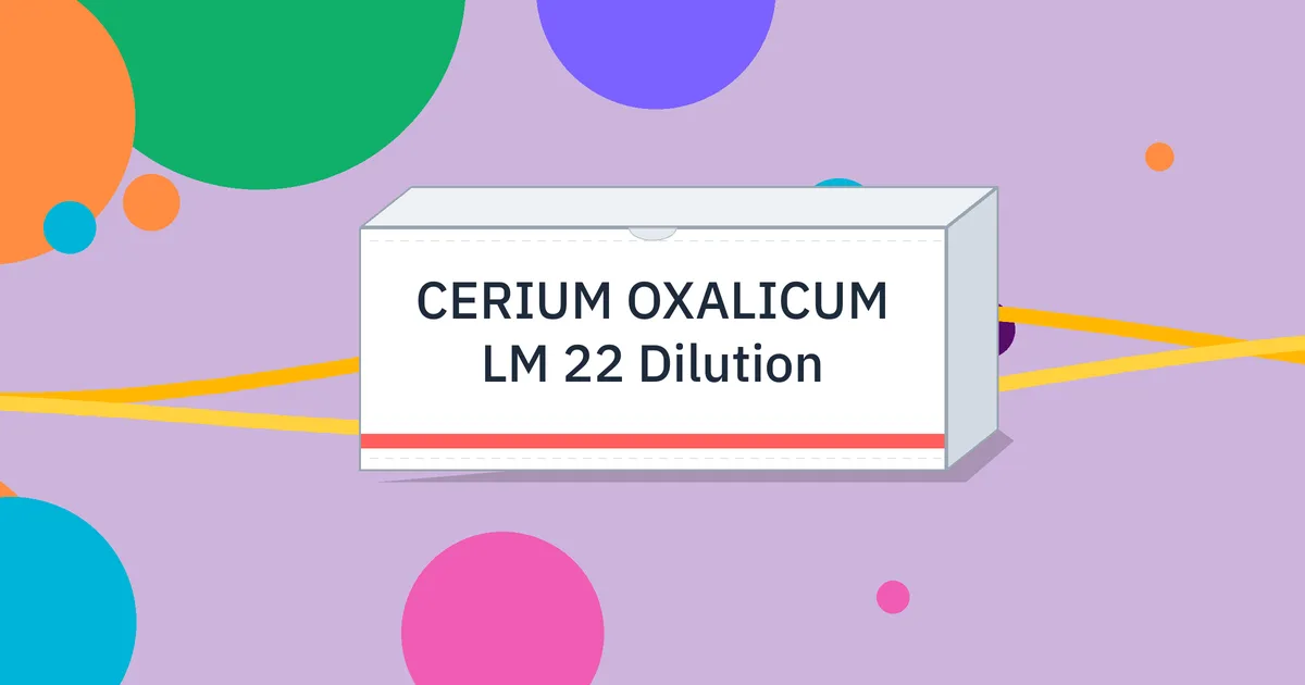Symbolbild: Packung mit der Aufschrift CERIUM OXALICUM LM 22 Dilution (PZN 13438169) – Verfügbarkeit und Bezug in Apotheken in Frankfurt am Main