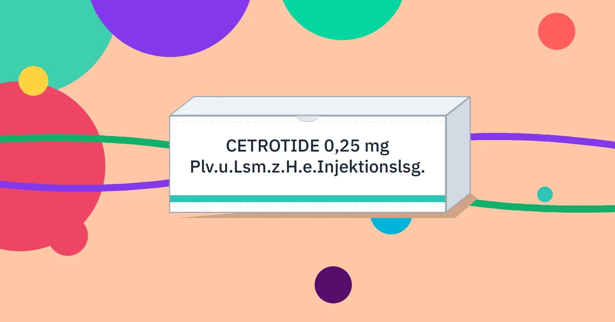Symbolbild: Packung mit der Aufschrift CETROTIDE 0,25 mg Plv.u.Lsm.z.H.e.Injektionslsg. (PZN 09396749) – Verfügbarkeit und Bezug in Apotheken in Frankfurt am Main