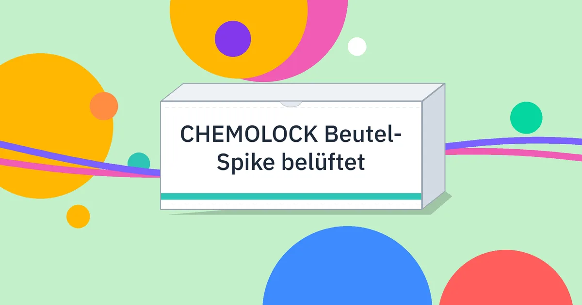 Symbolbild: Packung mit der Aufschrift CHEMOLOCK Beutel-Spike belüftet (PZN 18499129) – Verfügbarkeit und Bezug in Apotheken in Frankfurt am Main