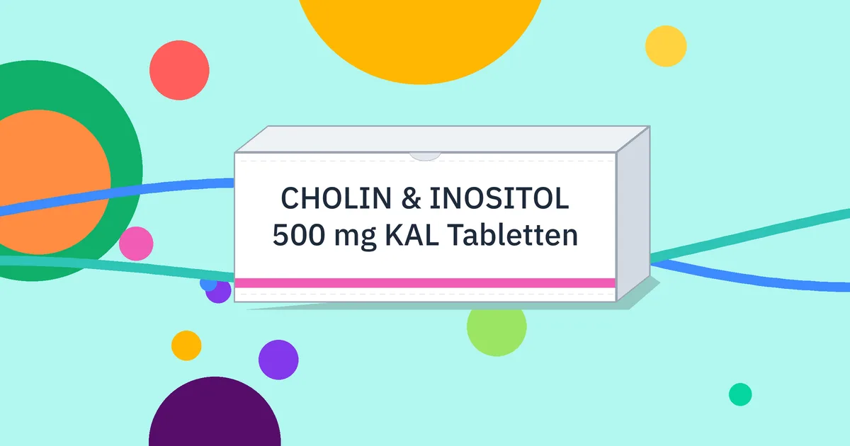 Symbolbild: Packung mit der Aufschrift CHOLIN & INOSITOL 500 mg KAL Tabletten (PZN 06988490) – Verfügbarkeit und Bezug in Apotheken in Frankfurt am Main