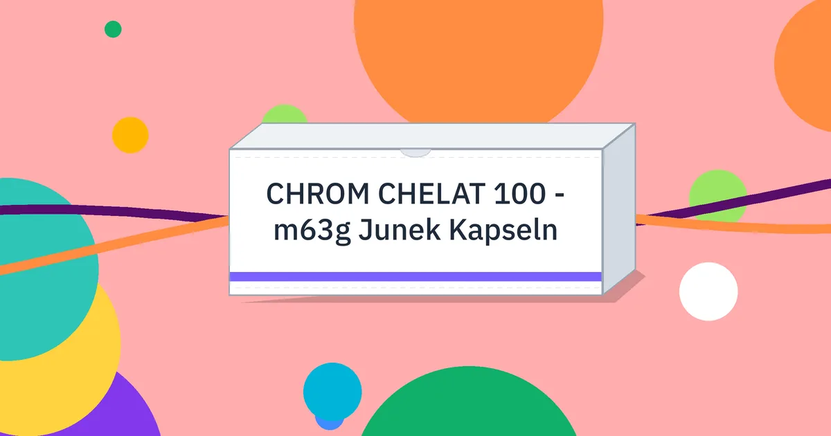Symbolbild: Packung mit der Aufschrift CHROM CHELAT 100 -m63g Junek Kapseln (PZN 10304801) – Verfügbarkeit und Bezug in Apotheken in Frankfurt am Main