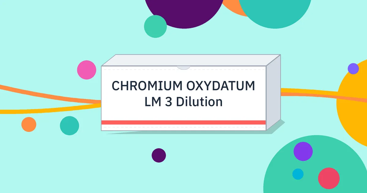 Symbolbild: Packung mit der Aufschrift CHROMIUM OXYDATUM LM 3 Dilution (PZN 13445382) – Verfügbarkeit und Bezug in Apotheken in Frankfurt am Main