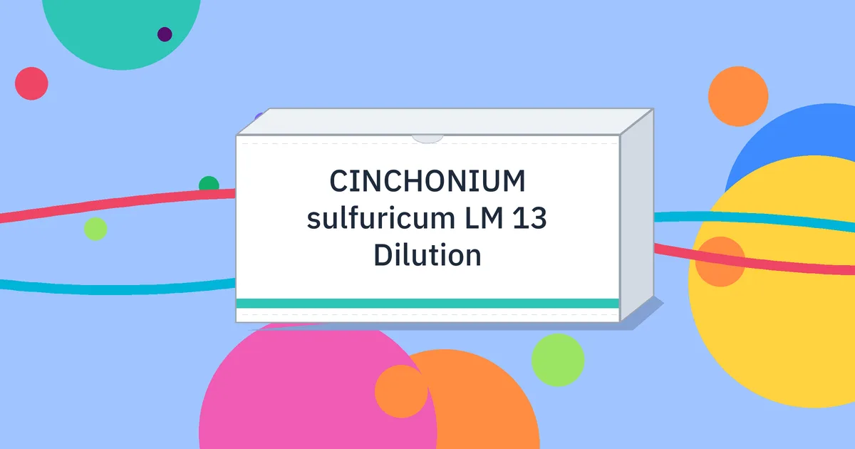 Symbolbild: Packung mit der Aufschrift CINCHONIUM sulfuricum LM 13 Dilution (PZN 13446424) – Verfügbarkeit und Bezug in Apotheken in Frankfurt am Main