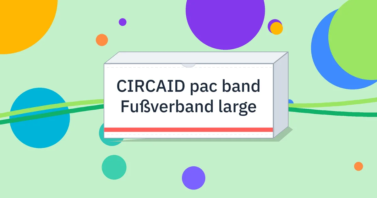 Symbolbild: Packung mit der Aufschrift CIRCAID pac band Fußverband large (PZN 11484797) – Verfügbarkeit und Bezug in Apotheken in Frankfurt am Main