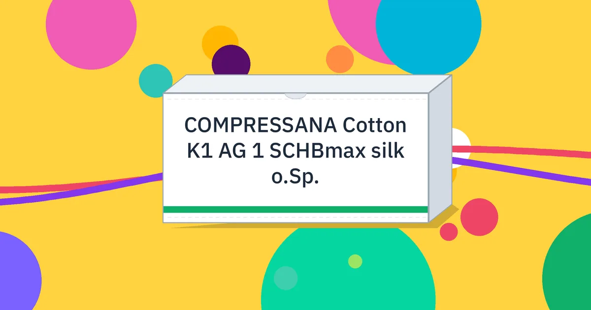 Symbolbild: Packung mit der Aufschrift COMPRESSANA Cotton K1 AG 1 SCHBmax silk o.Sp. (PZN 16959532) – Verfügbarkeit und Bezug in Apotheken in Frankfurt am Main