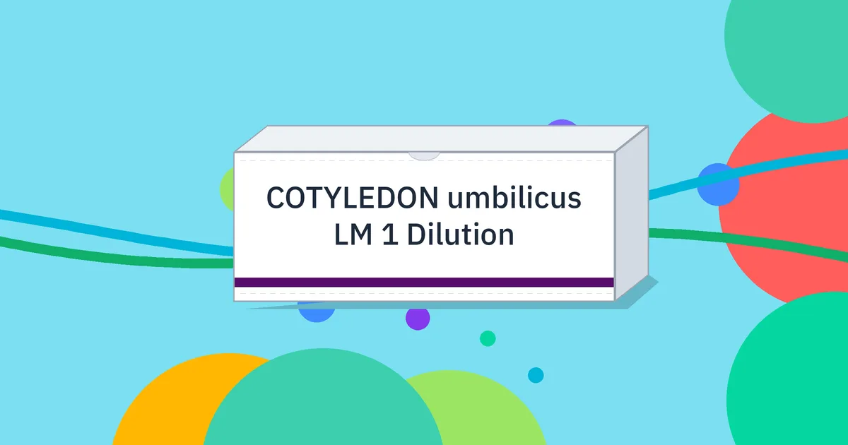 Symbolbild: Packung mit der Aufschrift COTYLEDON umbilicus LM 1 Dilution (PZN 13455676) – Verfügbarkeit und Bezug in Apotheken in Frankfurt am Main